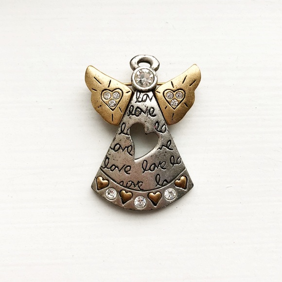 Vintage | Jewelry | Vintage Silver Gold Angel Love Pin | Poshmark
